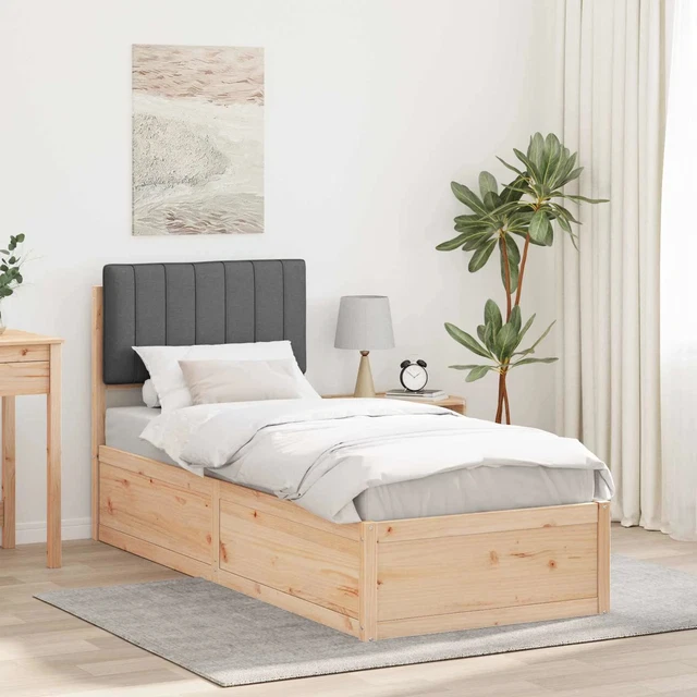 BED FRAME WITH Upholstered Headboard Dark Grey 80 x 200 cm vidaXL £182. ...