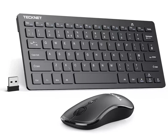 TECKNET MINI WIRELESS Keyboard & Mouse Set, 2.4G Cordless USB TK-KM001 Black £14.99 - PicClick UK