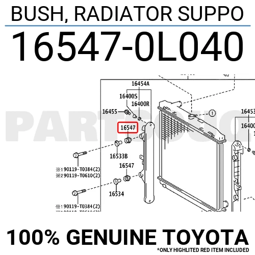 165470L040 GENUINE TOYOTA BUSH, RADIATOR SUPPO 16547-0L040 $14.91 ...