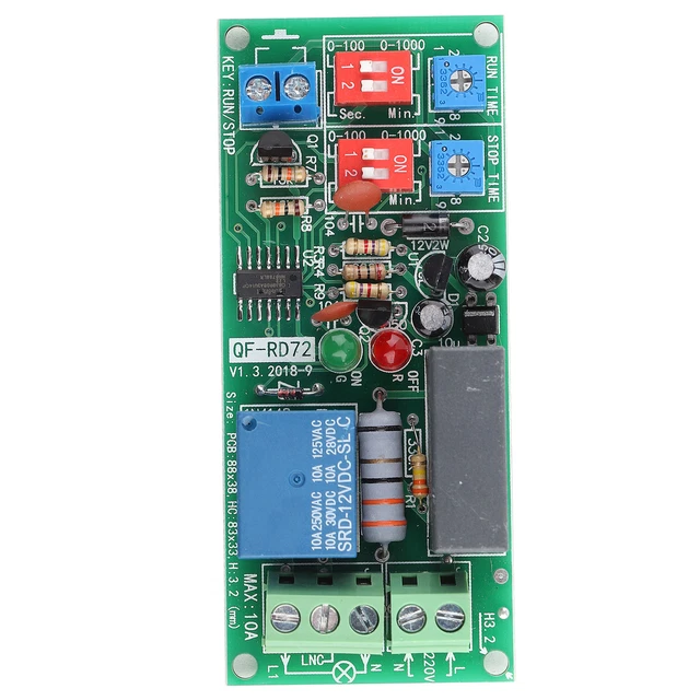 AC100V-250V ADJUSTABLE INFINITE Cycle Timer Delay On/Off Switch Relay ...