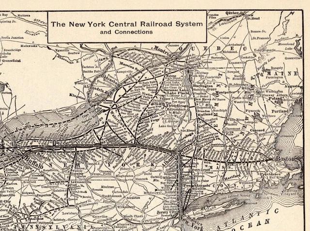 1911 ANTIQUE NEW YORK CENTRAL RAILROAD Map Railway Map Gallery Wall ...