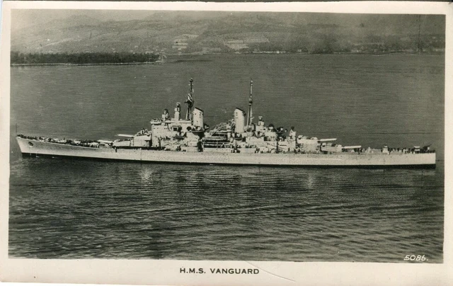 HMS VANGUARD (1944) WWII post-war Royal Navy's last battleship postcard £2.50 - PicClick UK