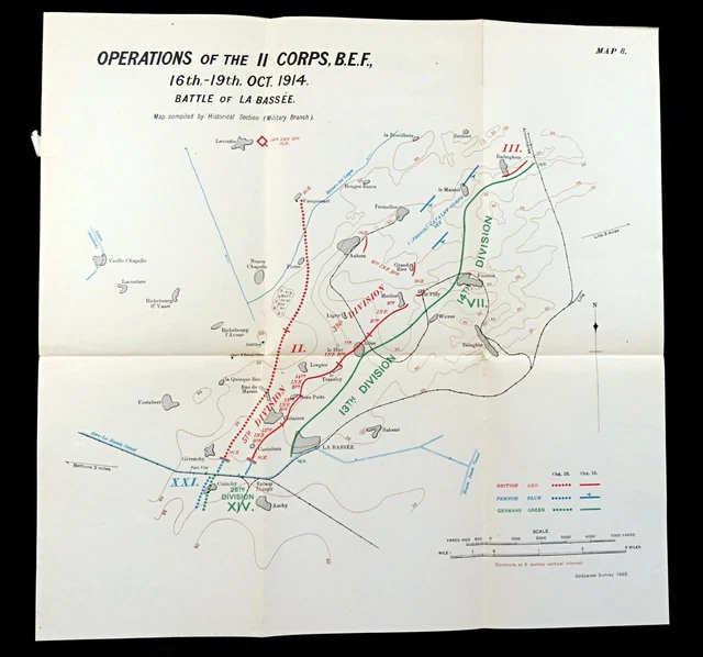 WW1 MAP BATTLE of La Bassée British Expeditionary Force Operations ...