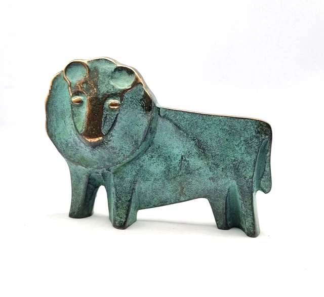 TOLLE BRONZE SKULPTUR Löwe grün patiniert wohl Raimund Schmelter EUR ...