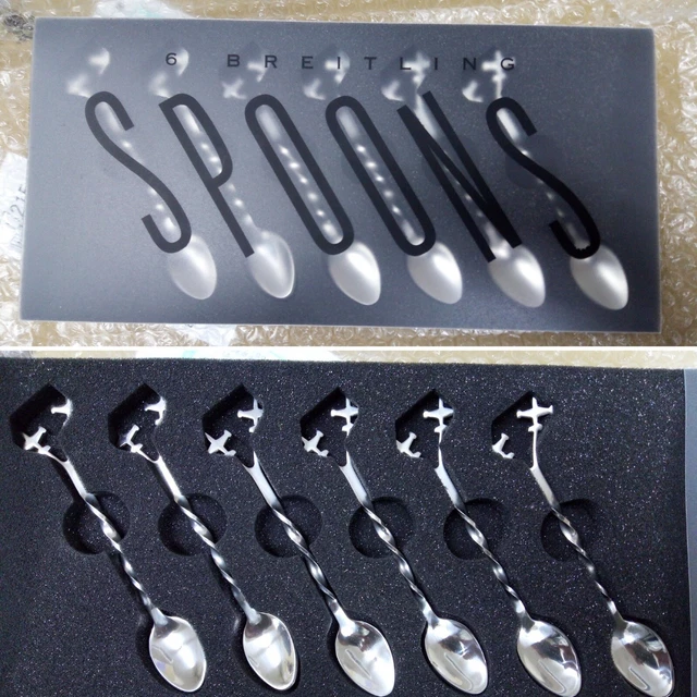 BREITLING SPOONS STAINLESS Steel 6 pieces set teaspoons 1884 with ...