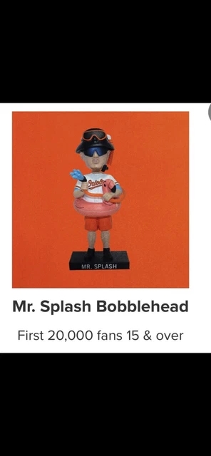 2024 BALTIMORE ORIOLES SGA Mr Splash Bobblehead 5/10 In Hand EUR 32,70 ...