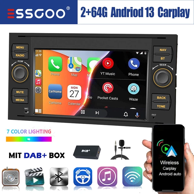 AUTORADIO DAB+ 64G Android 13 Carplay per Ford Focus Transit MK7 C S ...