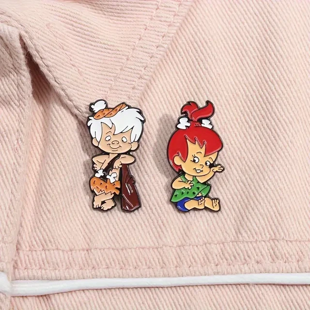Pebbles And Bamm Bam The Flintstones Animation Enamel And Metal Badge