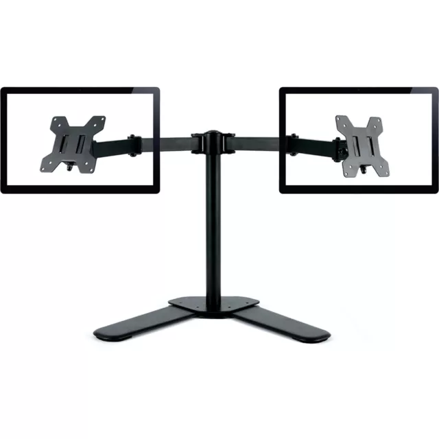 DOUBLE DUAL DISPLAY Computer Monitor Arm Mount Desk Stand 13-32" Screen ...