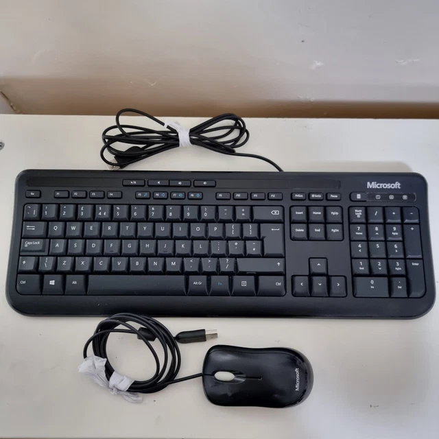 GENUINE MICROSOFT MOUSE & Keyboard Set Wired Black Qwerty UK Layout £9. ...