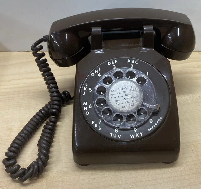 VINTAGE ITT BROWN Desk Top Rotary Dial Phone Telephone Chocolate As Is ...