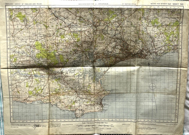 WW2 WAR OFFICE Map Bournemouth & Swanage June 1942 (A2) £10.00 ...