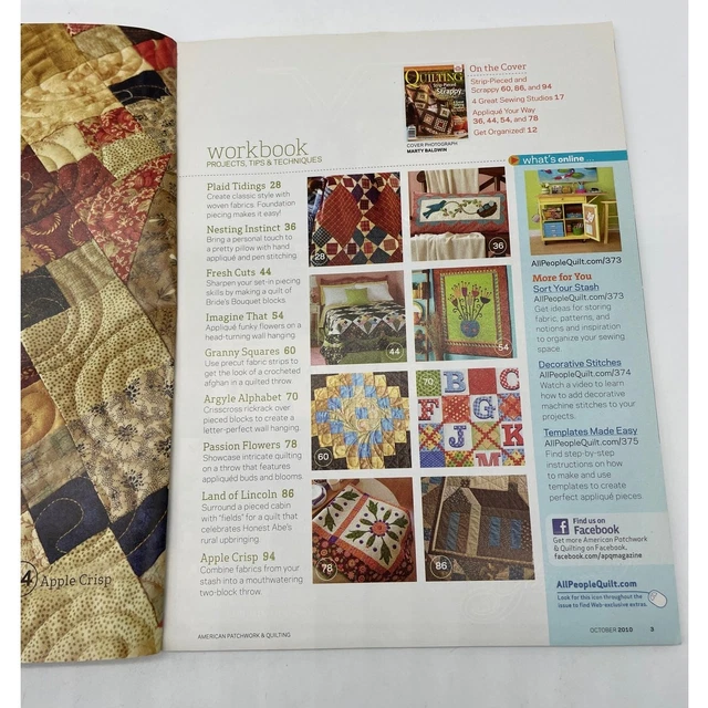 AMERICAN PATCHWORK QUILTING Magazine Oct 2010 No 106 Scrappy Bouquet ...
