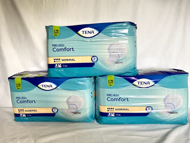 3X TENA PROSKIN Comfort Normal - Pack of 42 - Large Incontinence Pads ...