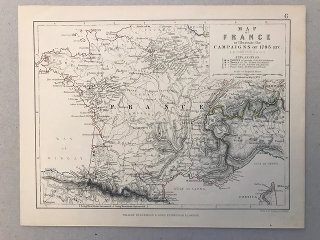 MAP OF FRANCE to illustrate the Campaigns of 1795 etc (22 X 17cm) EUR ...