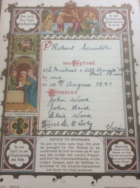 VINTAGE 1941 BAPTISM Certificate Peel Green Church Eccles Robert ...