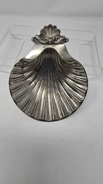 3 FOOTED SILVER Plate Clam Shell Dish Sheffield England Reproduction ...
