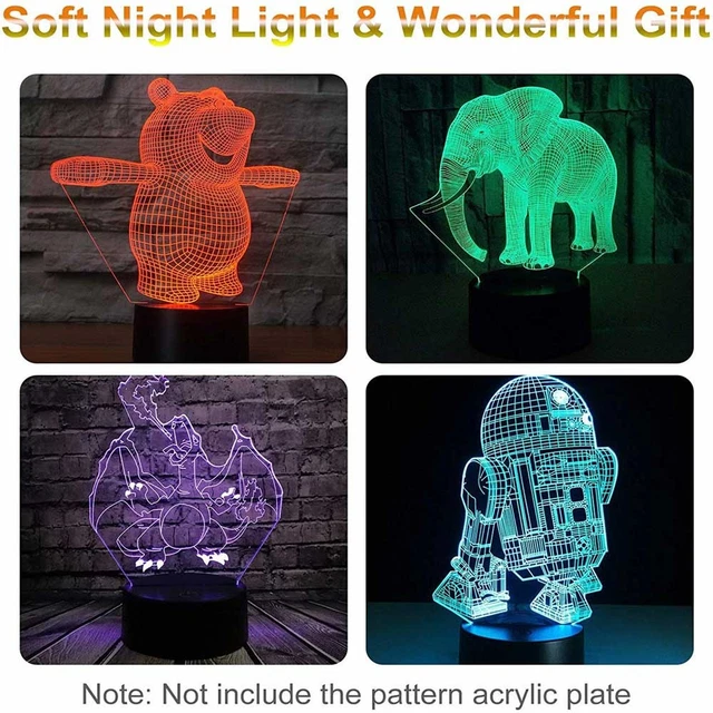 10X LED NIGHT Light Base for Acrylic Plate 16Color 3D Night Lamp USB ...