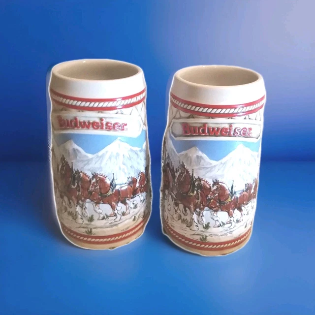 2 BUDWEISER STEINS Anheiser Bush 1985 Collection Brazil Man Cave Dad ...