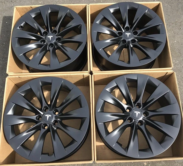 20& TESLA MODEL X Factory Wheels OEM Rims Staggered Satin Black EUR 1. ...