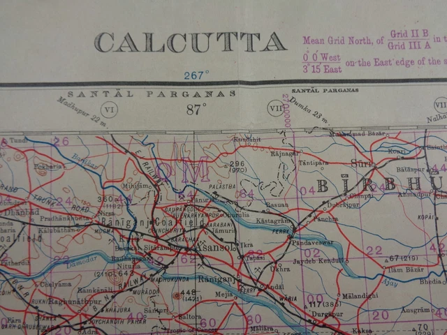 WW2 BRITISH MILITARY map of INDIA entitled "CALCUTTA" (FOR OFFICIAL USE ...