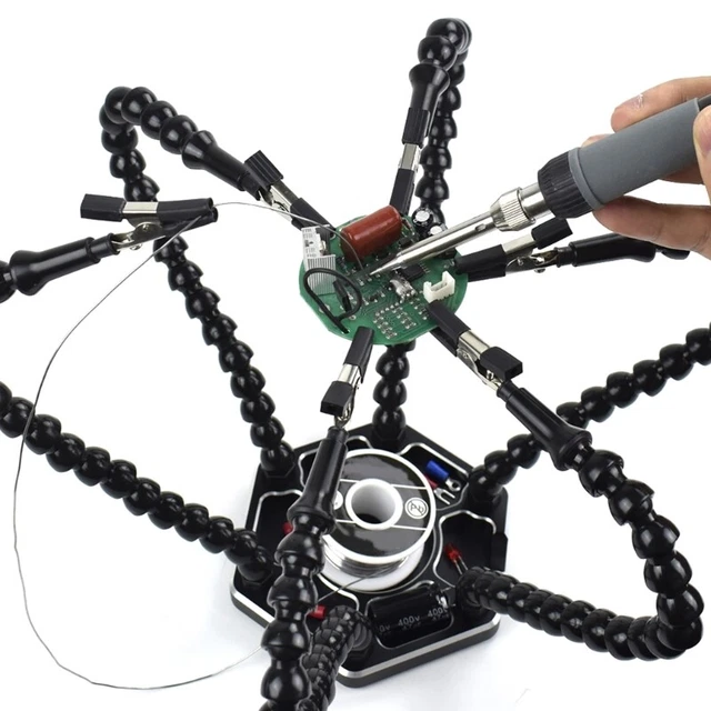 HELPING HANDS SOLDERING Third Hand Tool with Aluminium Base 6 Flexible ...