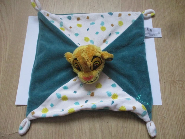 DOUDOU PLAT CARRÉ roi lion disney simba nicotoy vert feuille soleil ...