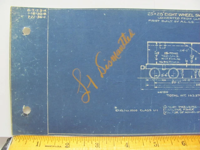 BALTIMORE & OHIO Railroad Orig Blueprint Data Diagram Class L-1 ...