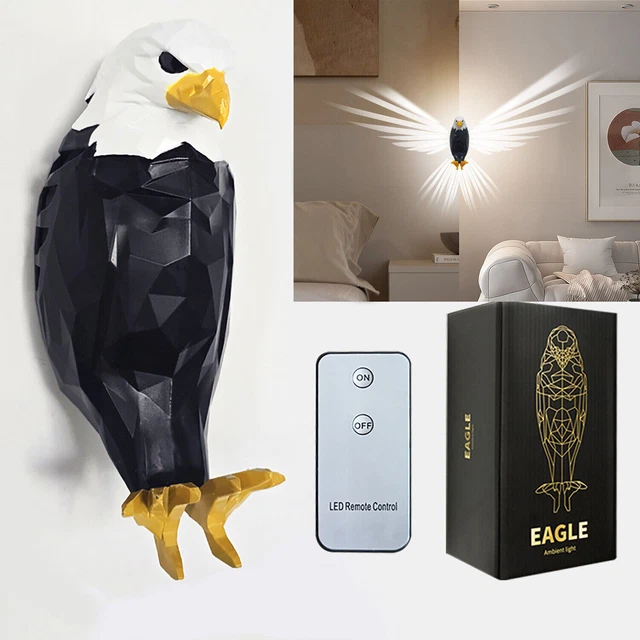 3D ANIMALS LED Wall Light Bald Eagle Wall Night Light for Home Bedroom ...