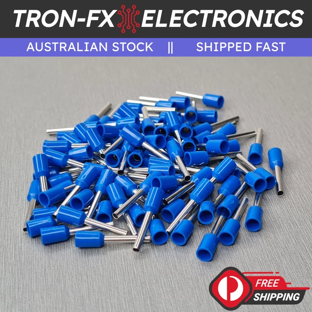 E1512 16AWG 1.5MM² BLUE Insulated Ferrule Bootlace Terminals Crimp Cord ...