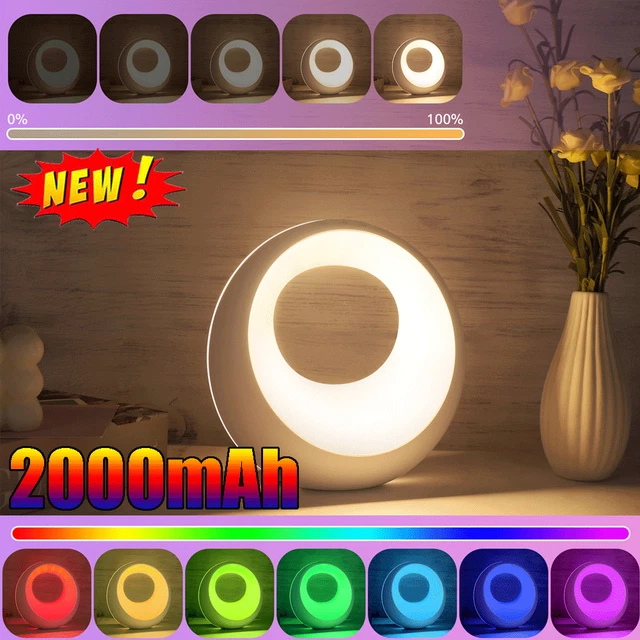 NIGHT LIGHT LED Touch Bedside Table Lamp Remote Control USB Light 5 ...