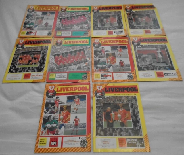 VINTAGE 1980'S LIVERPOOL FOOTBALL CLUB LOT OF 10 X FOOTBALL PROGRAM'S ...