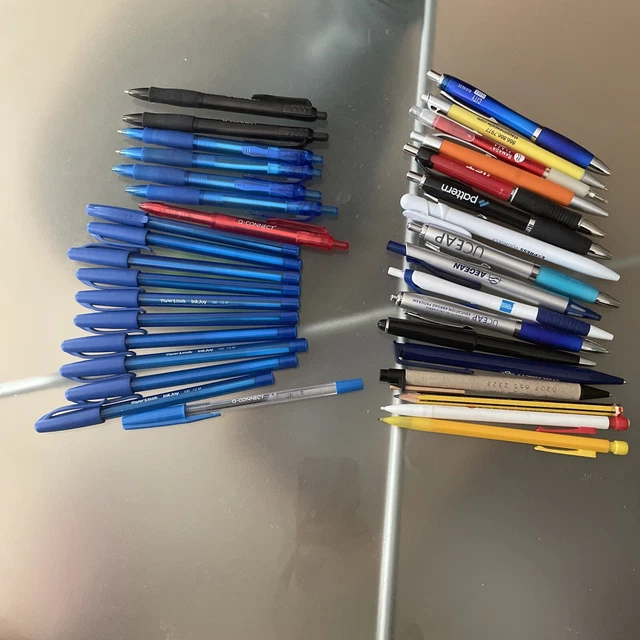 A BUNDLE OF 55 Biros assorted colour Black Blue Red Green Pens and ...