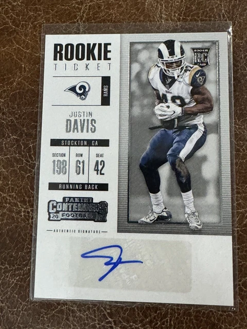 2017 PANINI CONTENDERS #241 Justin Davis autographes RC Los Angeles ...