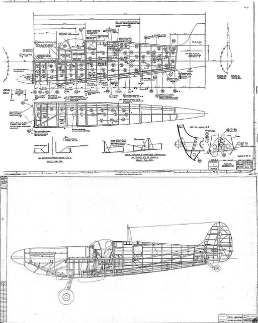 SUPERMARINE SPITFIRE ORIGINAL Blueprint Plans rare period WW2 Drawings ...