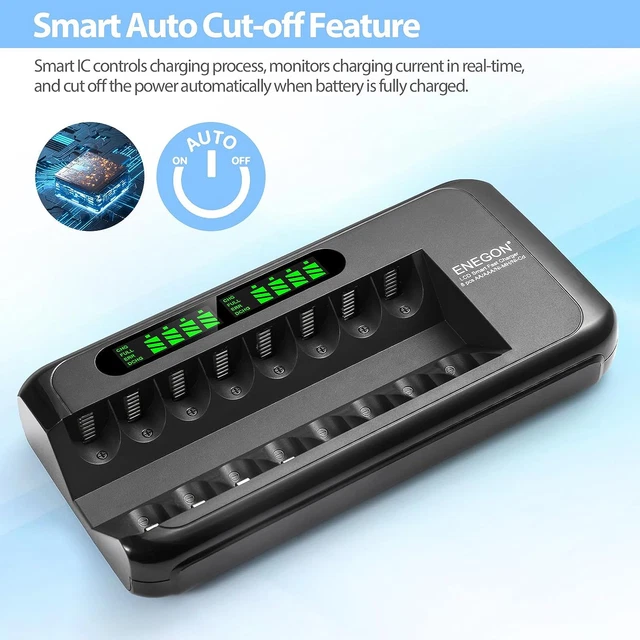 AA AAA BATTERY Charger, Fast Charger with AC Adapter and Intelligent ...