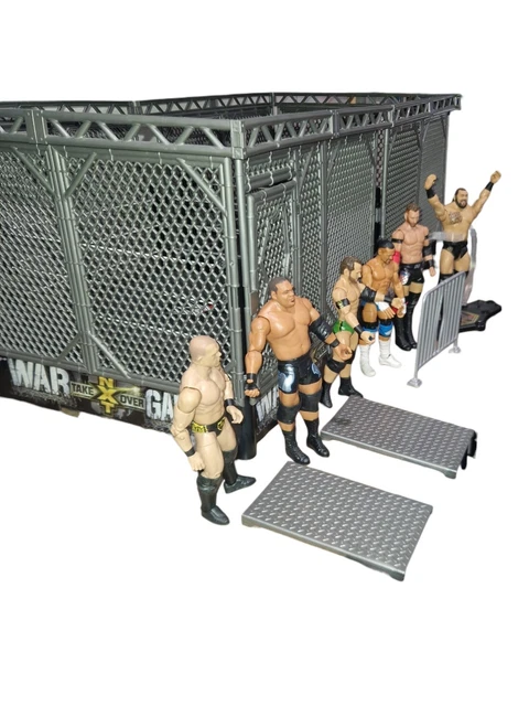 WWE NXT WAR Games Takeover Playset Double Ring Steel Cage And 6 Figures ...