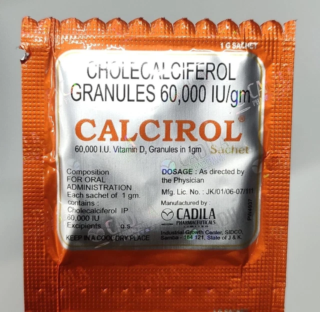 CALCIROL GRANULES CHOLECALCIFEROL IP 60,000 IU Excipients 1gm each pack ...