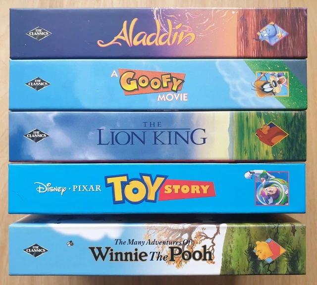 DISNEY VHS PIN Set - Aladdin, Goofy Movie, Lion King, Toy Story, Winnie ...