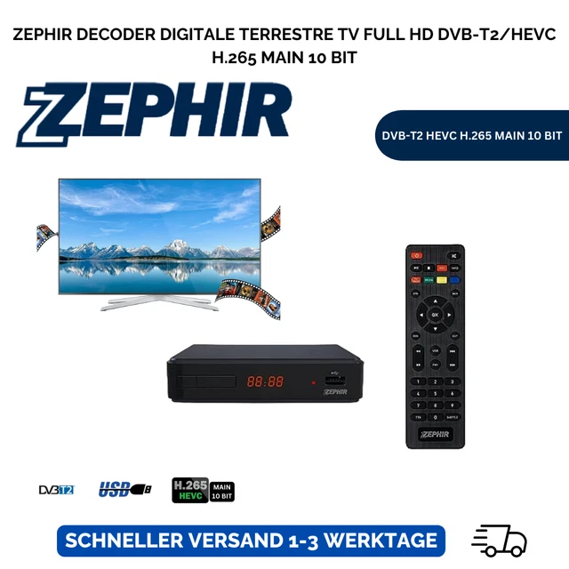 ZEPHIR DECODER TV Digitale Terrestre Full Hd Dvb-T2/Hevc H.265 Main 10 Bit EUR 55,99 - PicClick IT