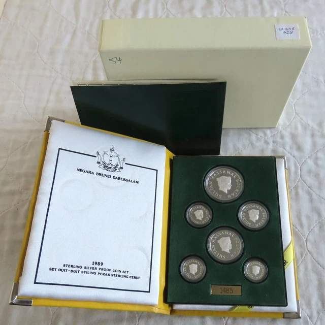 BRUNEI 1989 6 COIN SILVER PROOF SET - boxed/coa £339.95 - PicClick UK