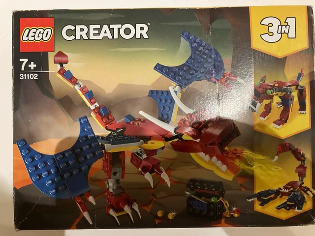 LEGO CREATOR 31102 3-in-1 Fire Dragon Building Kit All Pieces Complete ...