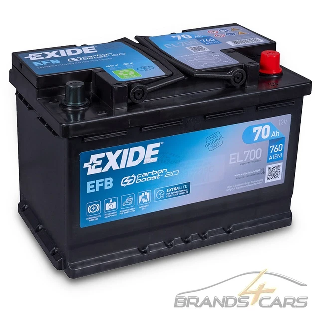 EXIDE CAR BATTERIES 12V 70Ah STARTER BATTERY 760A EL700 EFB START STOP ...