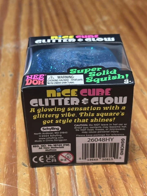 NEEDOH NICE CUBE Glitter and Glow Nee Doh Squishy Ice Cube BLUE $16.98 ...