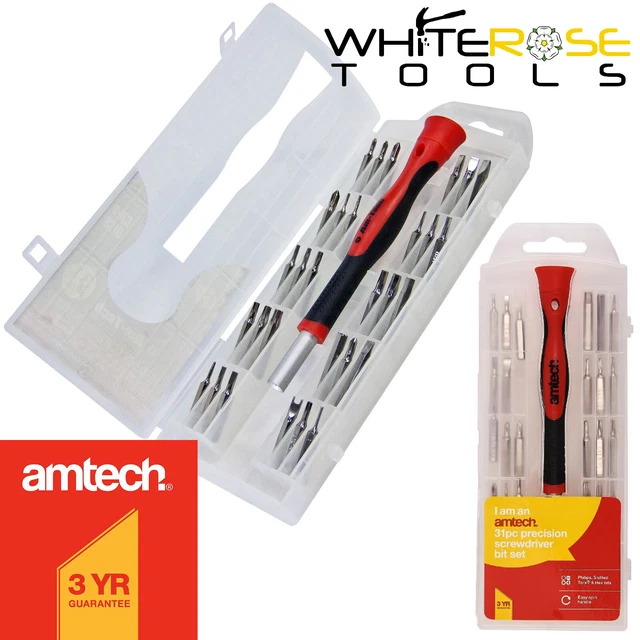 AMTECH PRECISION SCREWDRIVER Set Phillips Slotted Torx Hex Bits Micro ...