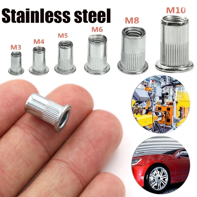M8 M10 M12 Threaded Rivet Insert Nutsert Cap Flat Head Stainless Steel ...