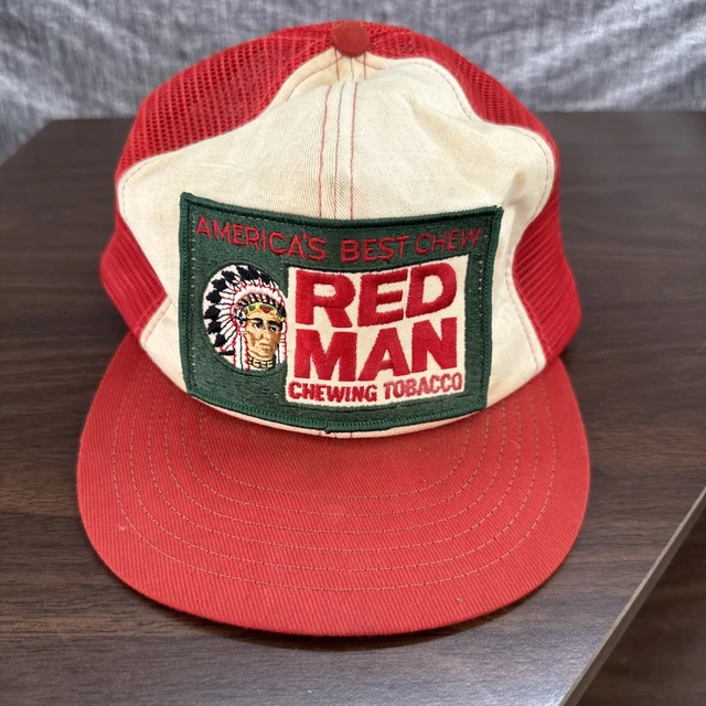 VINTAGE RED MAN Chewing Tobacco Trucker Hat Snapback Cap Made in USA £ ...