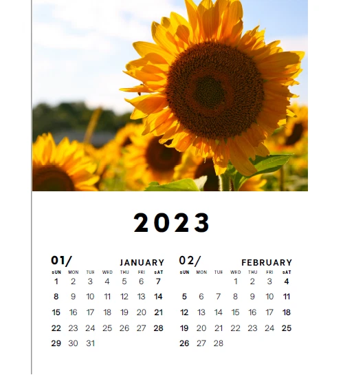 RARE SUN FLOWER Calendar 2023 Digital Download Printable Calendar Gift ...