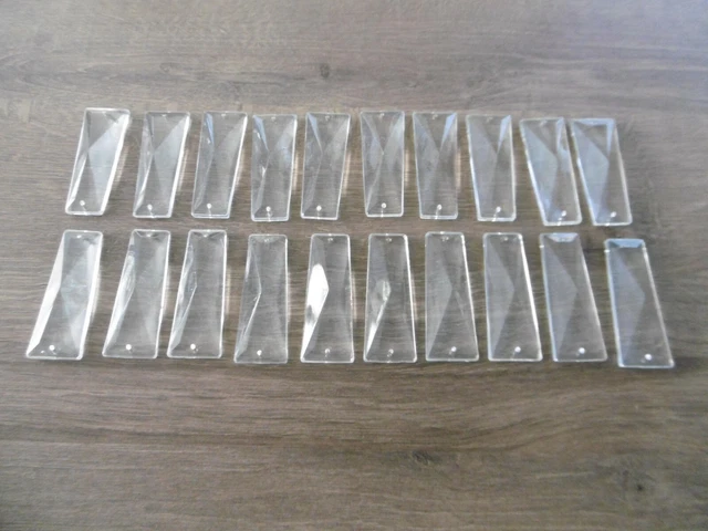 LOT 20 ANCIENNES pampilles pour lustre prisme trapèze montgolfière H 6 ...