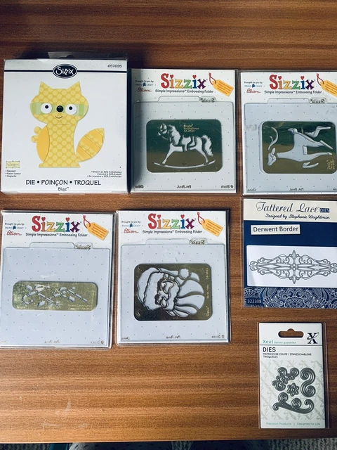 2 TATTERED LACE Dies 4 Sizzix Embossing Folders 1 Sizzix Bigz Raccoon ...